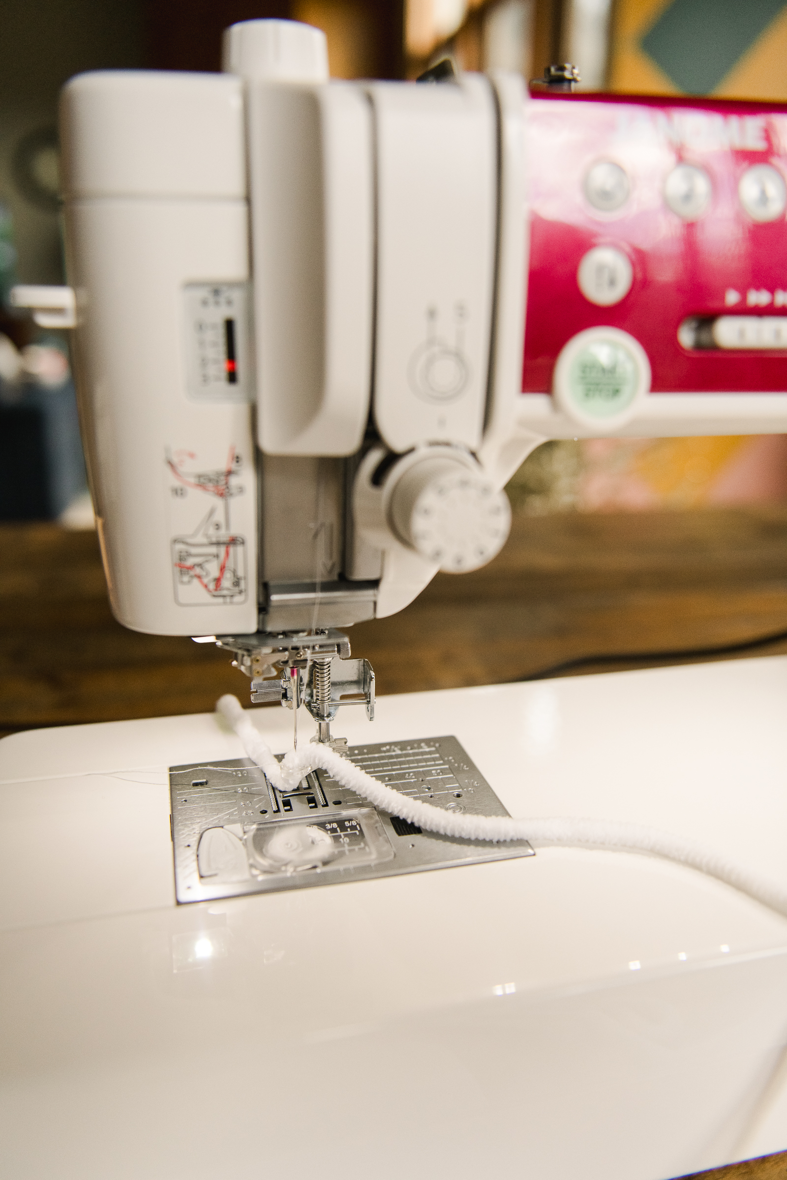 Candy Cane Pillow Using the Couching Foot - Janome