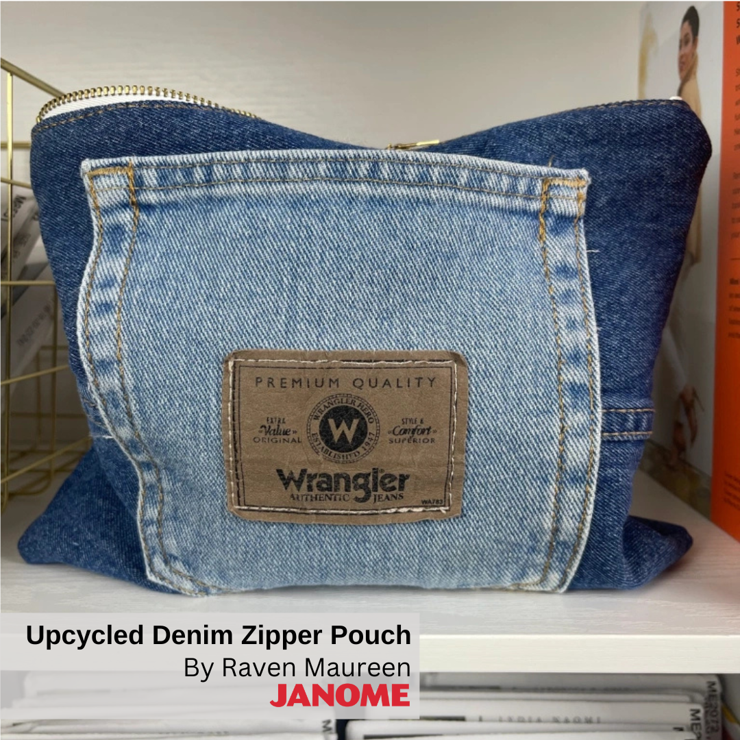Upcycled Denim Zipper Pouch - Janome